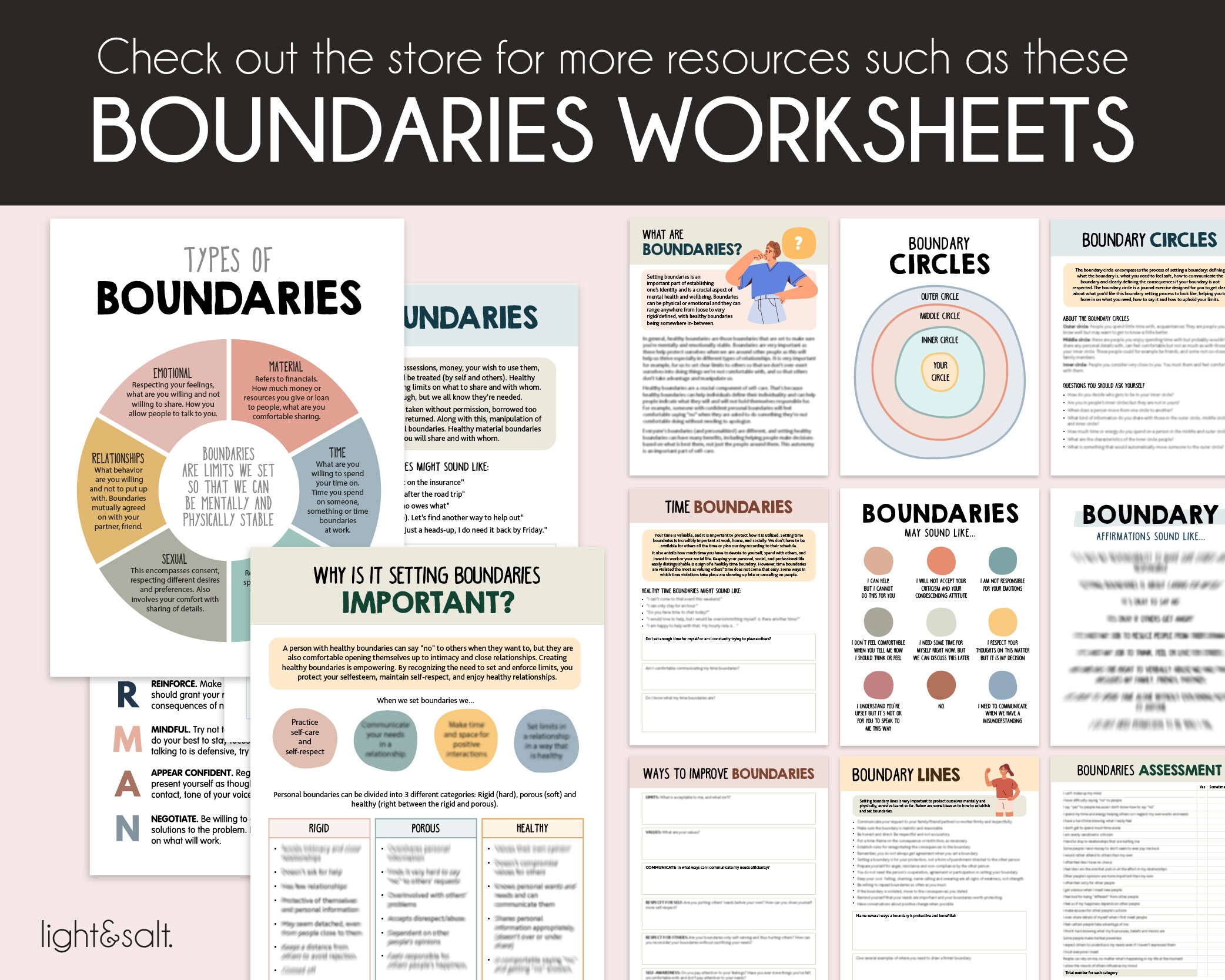 Boundaries Print, Mental Health Poster, Psychology Art, Therapy Office ...
