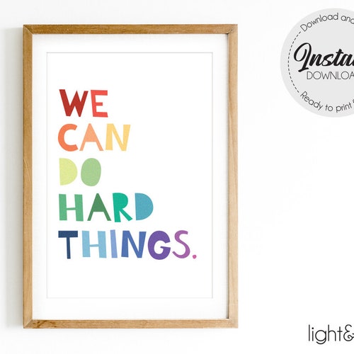 We Can Do Hard Things Poster Growth Mindset Inspirational - Etsy