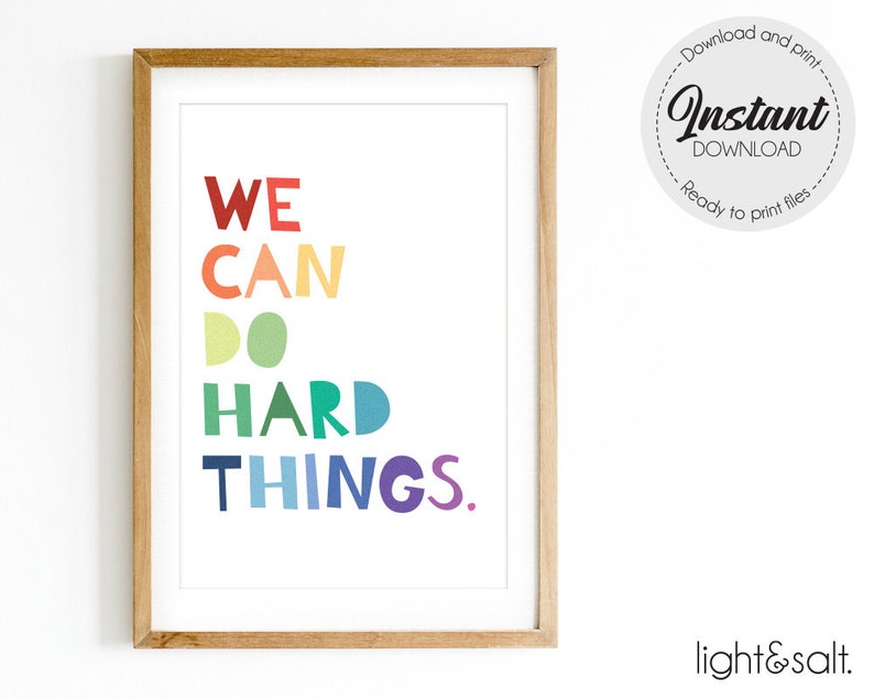 We Can Do Hard Things Poster Growth Mindset Inspirational | Etsy