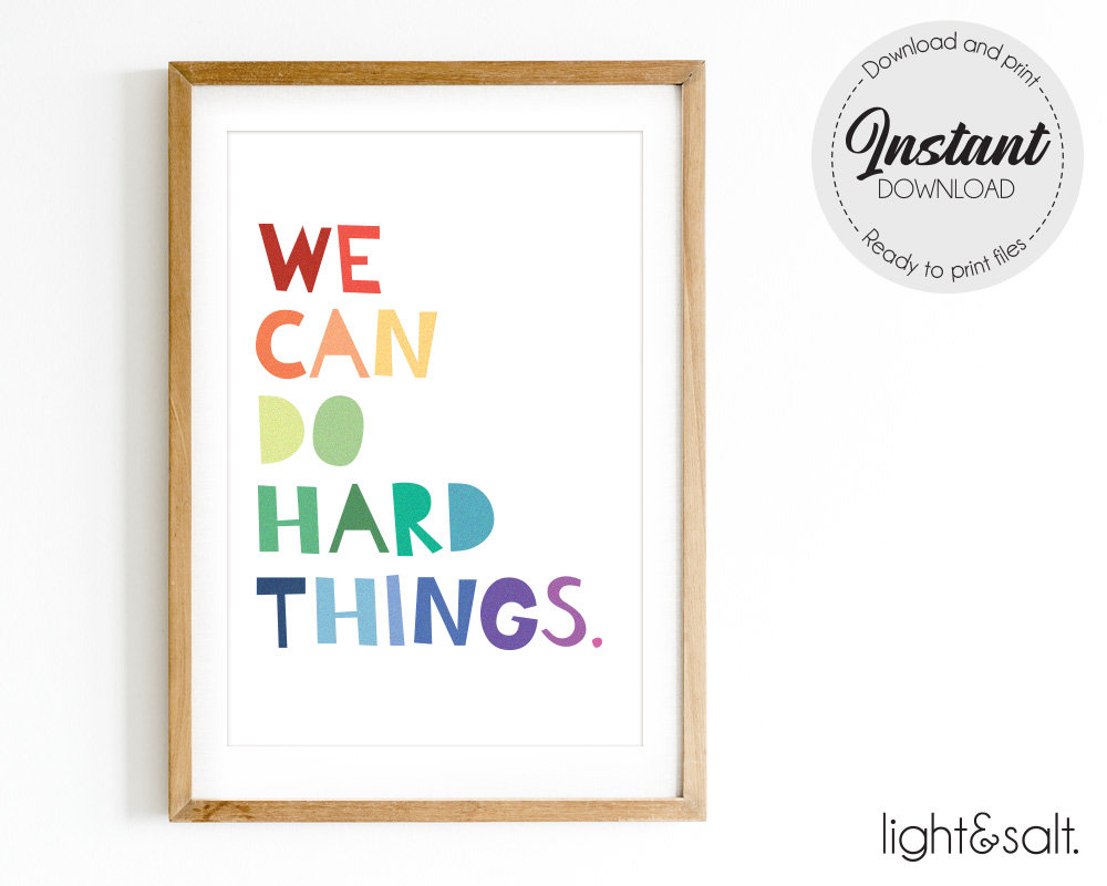 We Can Do Hard Things Poster Growth Mindset Inspirational - Etsy