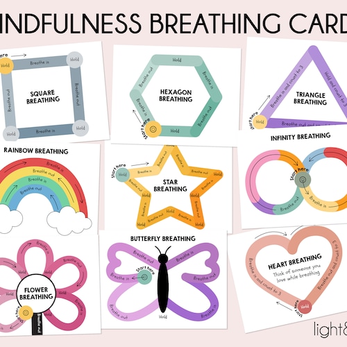 Mindfulness Breathing Cards for Kids Anxiety Relief Coping - Etsy