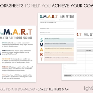SMART Goals Template, SMART Goals Worksheet, Smart Goal Tracker, Goal ...