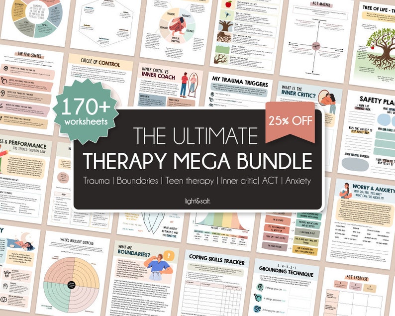 Therapy Worksheets Bundle Anxiety Worksheets Inner Critic - Etsy