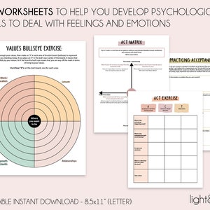 ACT Therapy Worksheets Acceptance and Commitment Therapy - Etsy