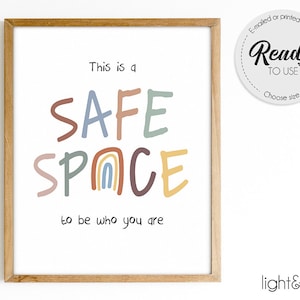This is a Safe Space, Welcome Sign Print, Mental Health Poster, Therapy ...