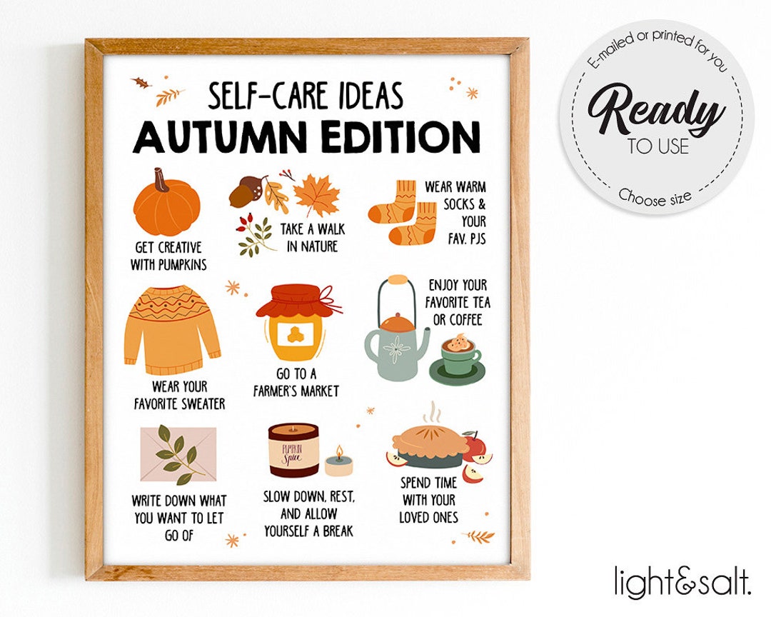 Self Care Poster, Autumn Decor, Thanksgiving Decor, Mental Health ...