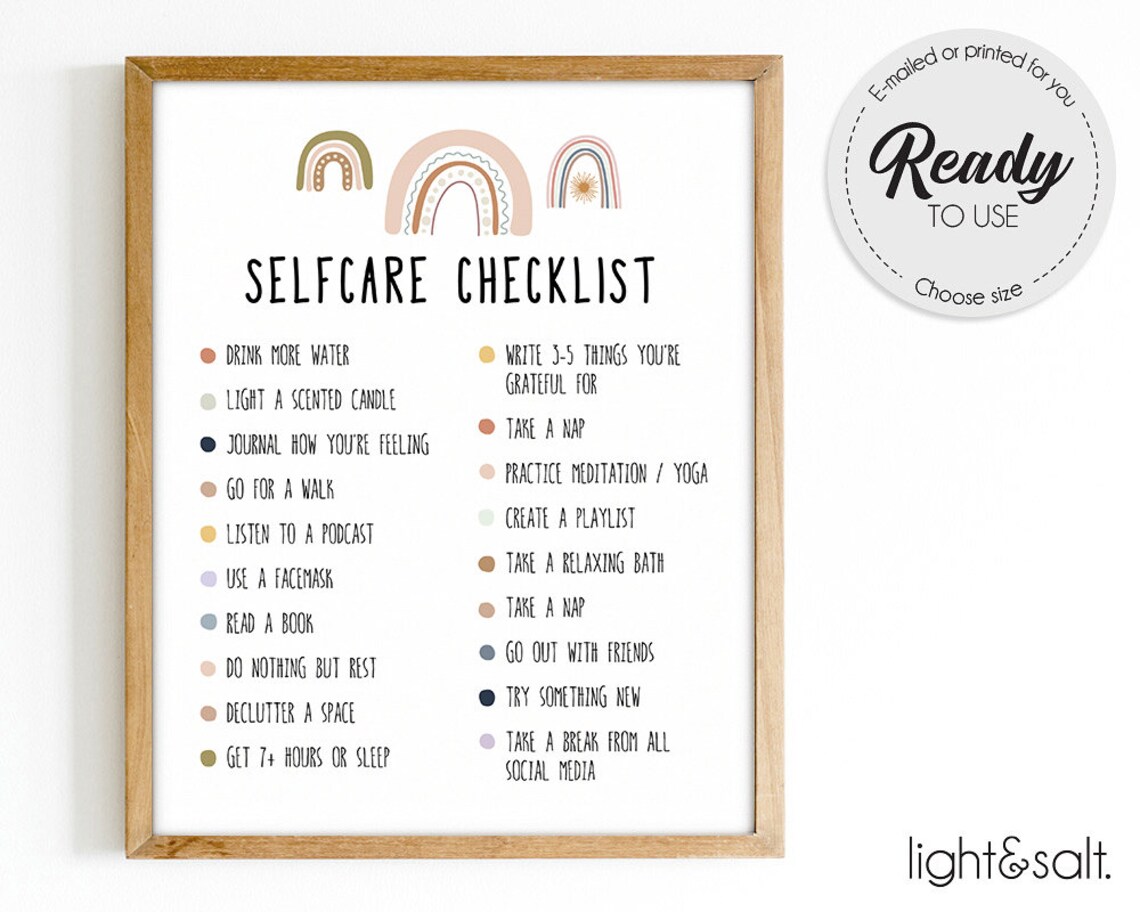 Self Care Checklist Daily Affirmations Poster Growth Mindset - Etsy