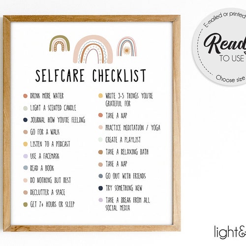 Self Care Checklist Daily Affirmations Poster Growth Mindset - Etsy