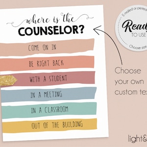 Custom School Counseling Office Sign Door, Where is the Counselor ...