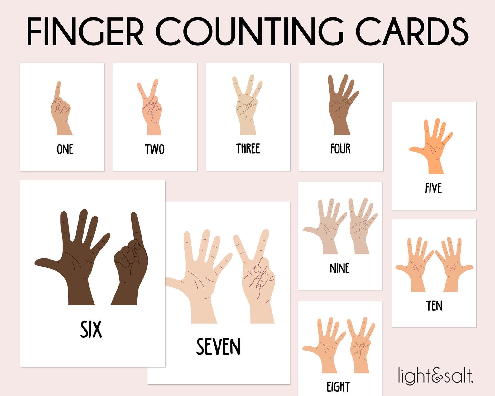 Printable Finger Counting Flash Cards, 1 to 10, Counting Cards, Count ...
