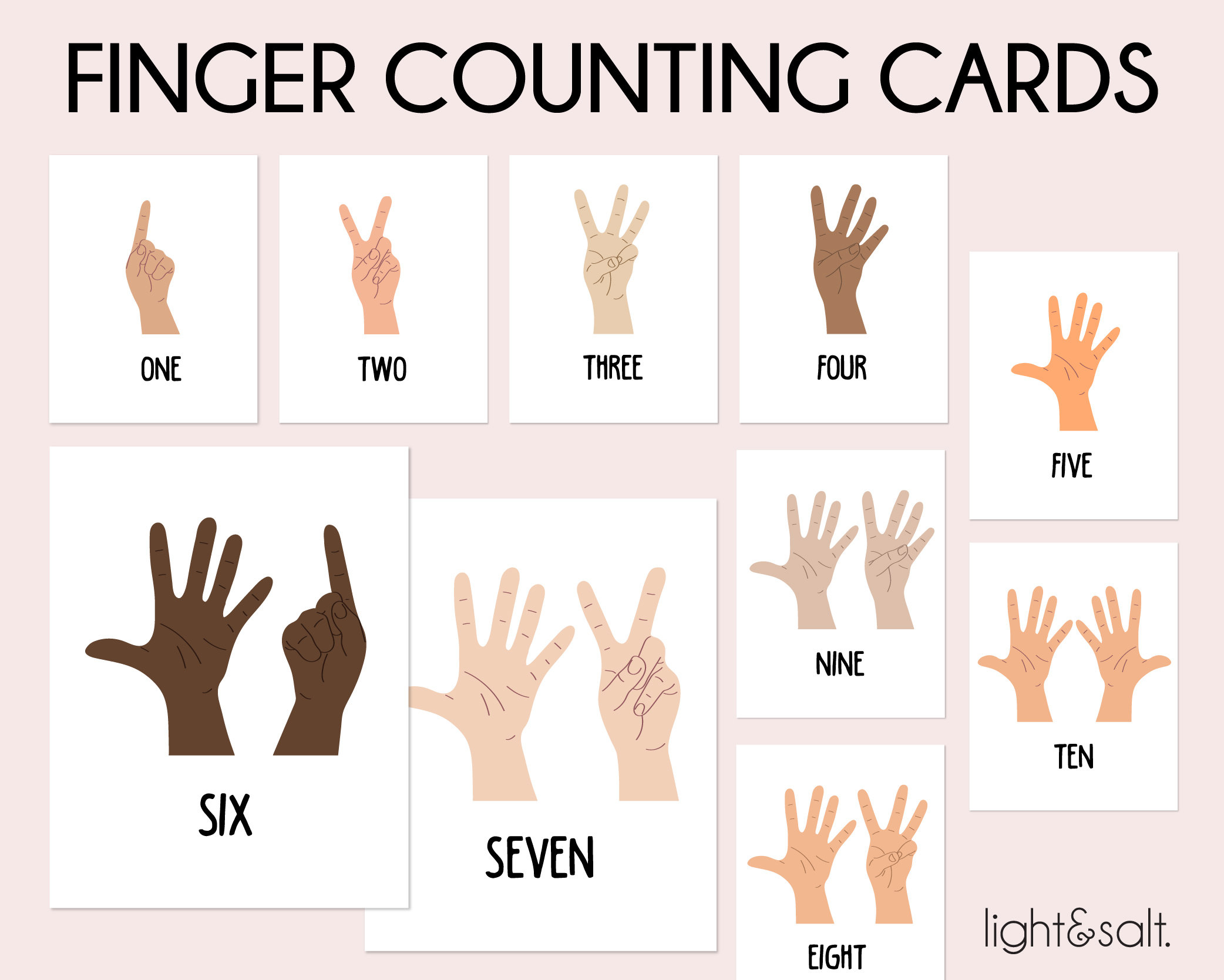 Printable Finger Counting Flash Cards 1 to 10 Counting - Etsy UK