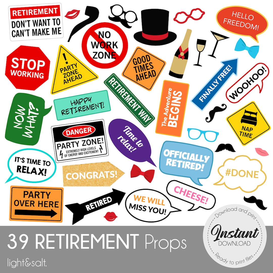 Retirement Photo Booth Props, Retirement Party, Retirement Props ...