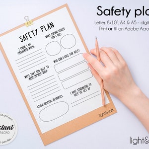 Crisis Safety Plan, Safety Crisis Plan Worksheet, Therapy Worksheet ...