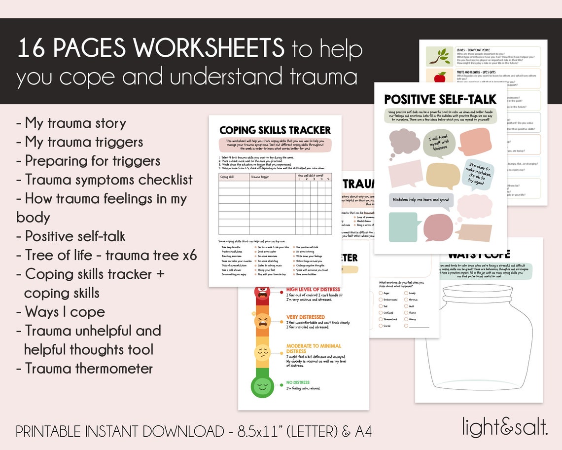 Trauma Therapy Worksheets, PTSD, Recovery Workbook, Therapy Office ...