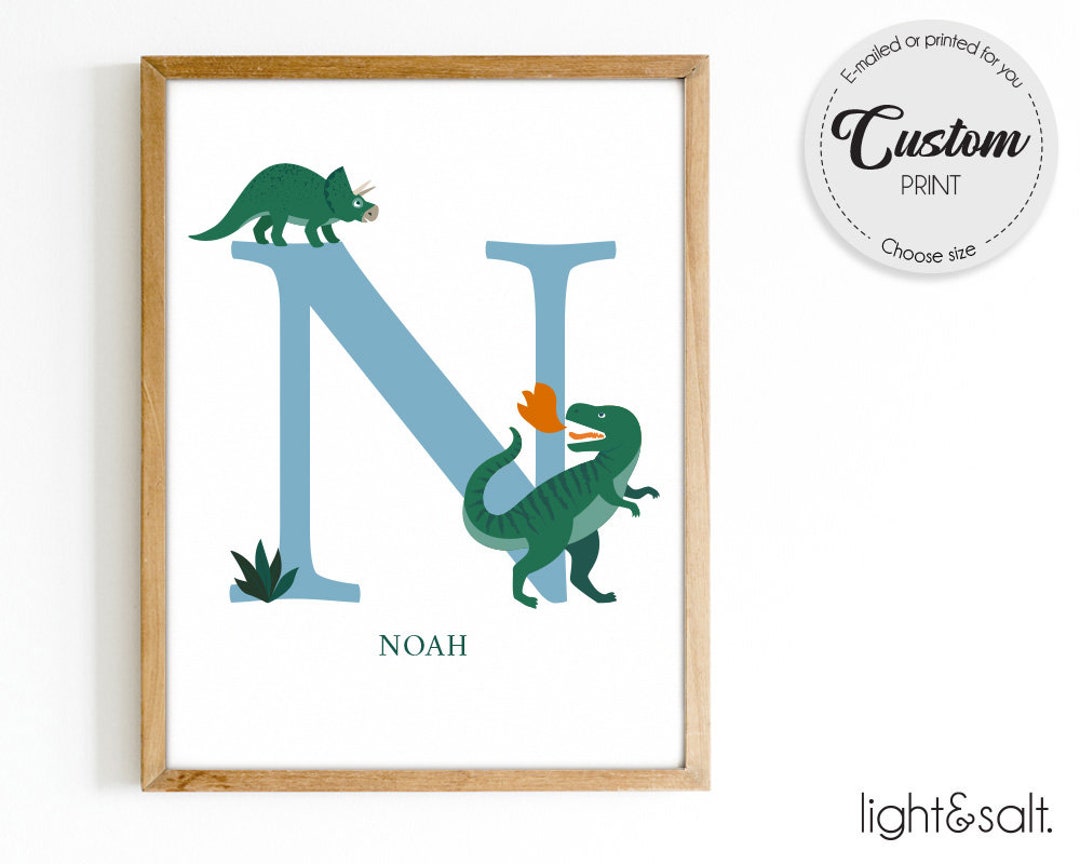 Custom Dinosaur Print, Personalised Dinosaur, Custom Baby Name ...