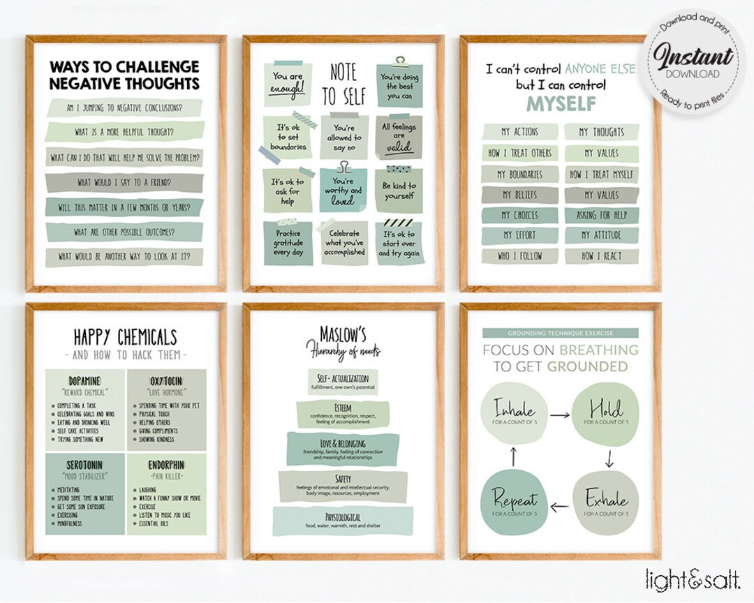 Therapy Bundle Set of 6 Mental Health Poster, Therapy Office Decor ...