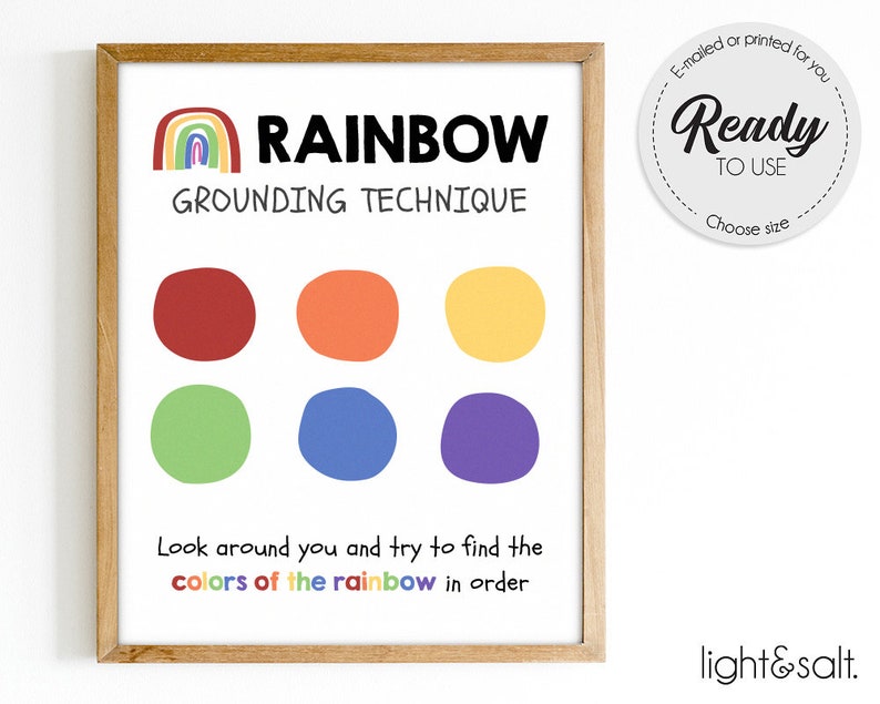 Grounding Technique Set of 4 Posters, Mental Health, Therapist School ...