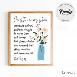 Growth Mindset, Carl Rogers Quote, Therapy Poster, Therapy Office Decor ...