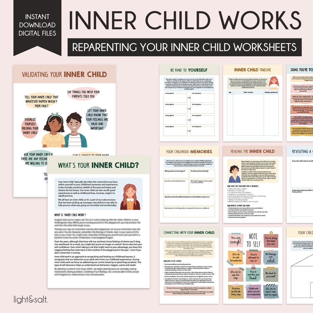 Reparenting Your Inner Child Worksheets, Inner Child Healing ...