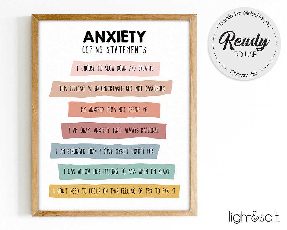 Anxiety Coping Statements Feelings poster Ways to stay calm | Etsy