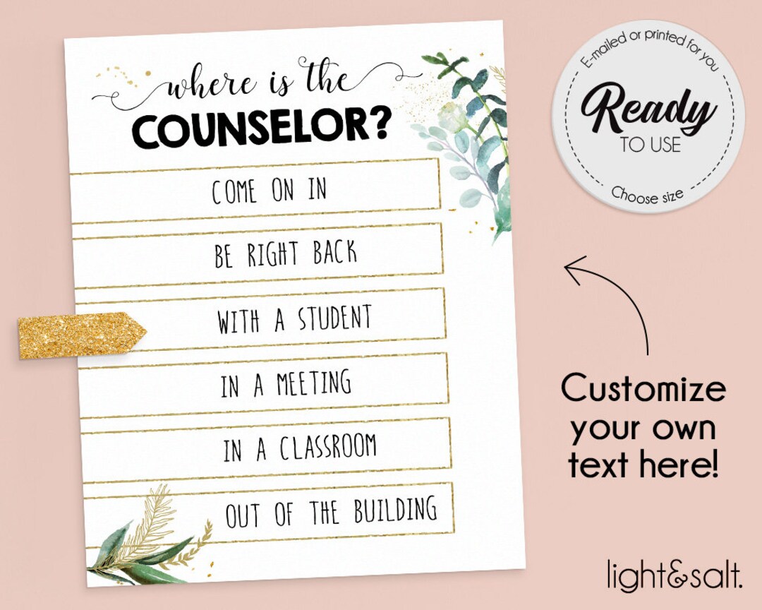 Custom School Counseling Office Sign Door, Where is the Counselor ...