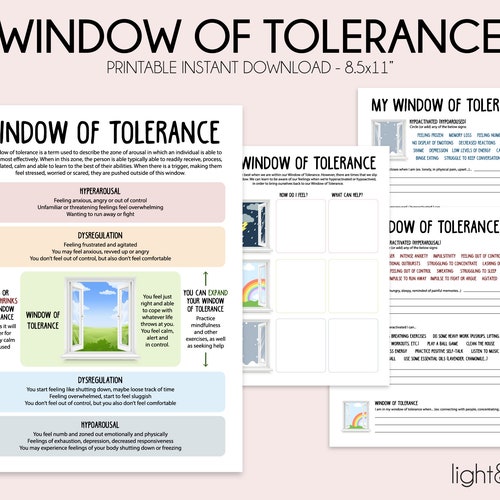 Window of Tolerance Worksheet Trauma Therapy Social - Etsy