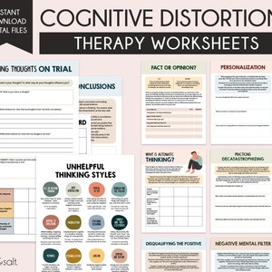 Cognitive Distortions Worksheets, Unhelpful Thinking Styles, Therapy ...