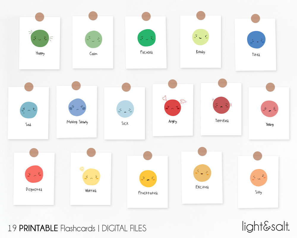 Emotions Flashcards Feelings Calm Corner Zones of Regulation - Etsy