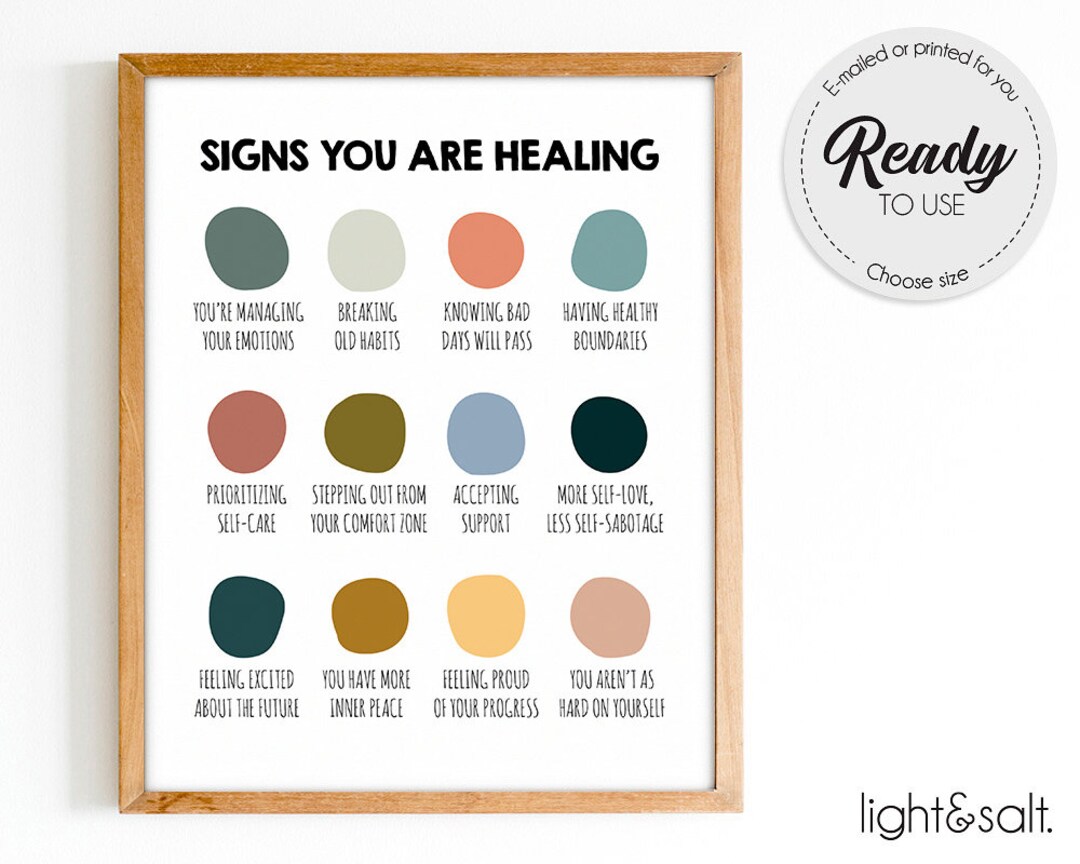 Signs You Are Healing Poster, Healing is Not Linear, Mental Health ...