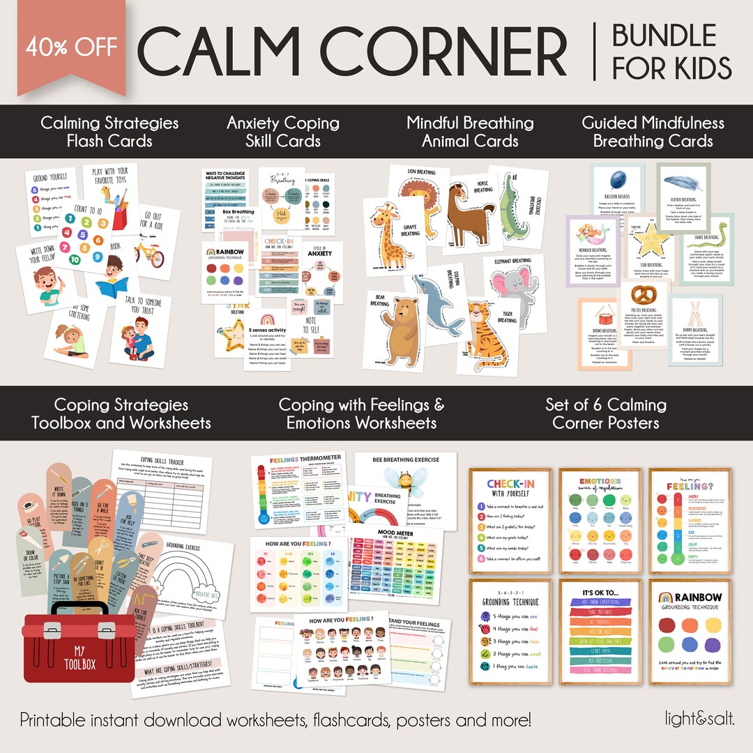 Calming Corner Kit Bundle, Kids Anxiety Toolbox, Social Emotional ...