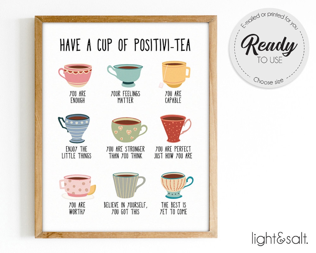 Positivi-tea Positivity Self Affirmation Print, Positive Self-talk ...