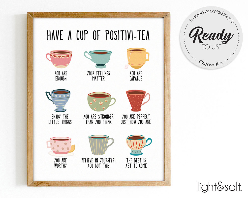 Positivi-tea Positivity Self Affirmation Print Positive - Etsy