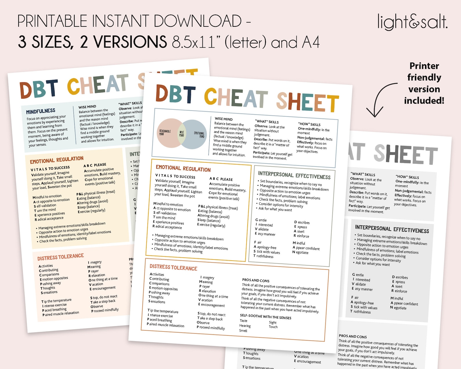 DBT Cheat Sheet Printable, Therapy Worksheet, DBT Therapy, DBT Skills ...
