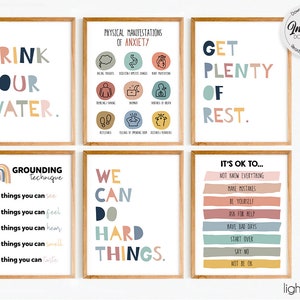 Mental Health Posters, Bundle Set of 6, School Psychology Posters ...