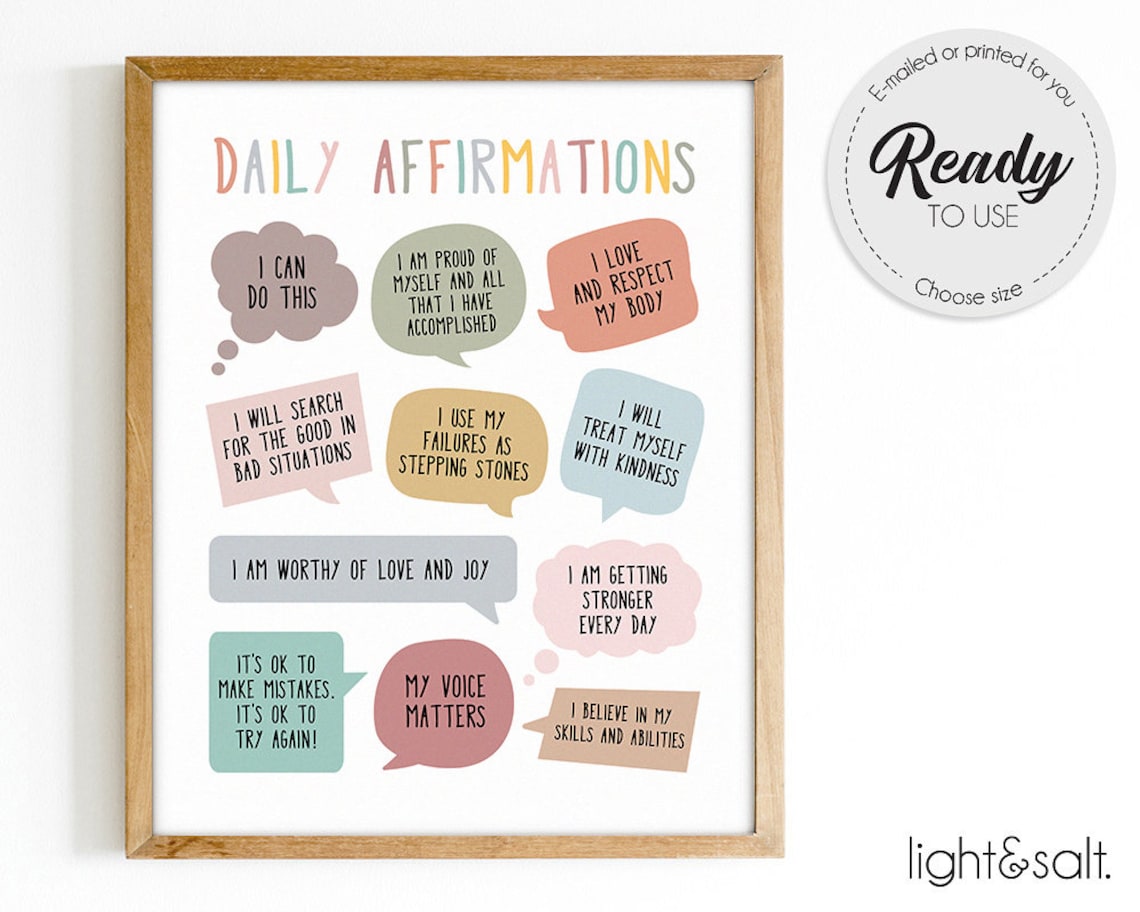 Daily Affirmations Poster Encouragement Mantras Note to - Etsy