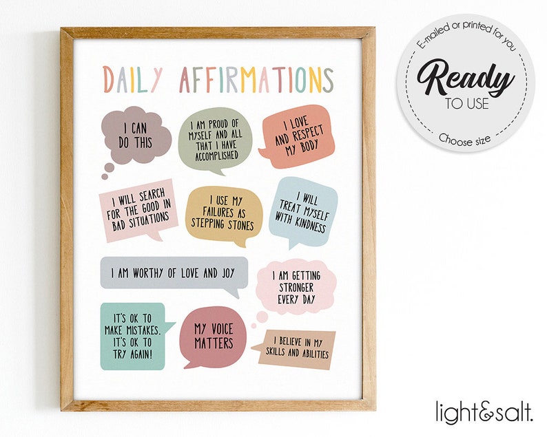 Daily Affirmations Poster Encouragement Mantras Note to - Etsy