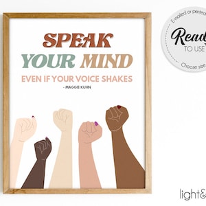 Speak Your Mind Even If Your Voice Shakes, Inspirational Print ...