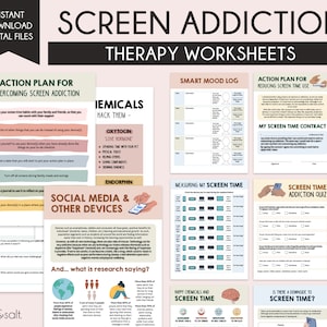 Screen Time Addiction Worksheets, Kids Therapy, iPad Addiction, Screen ...
