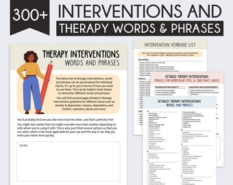 Therapy Interventions, Clinical Words & Phrases, Therapy Verbiage ...