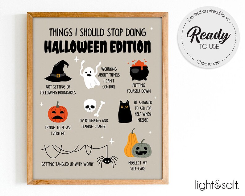 Halloween Posters, Halloween Mental Health Posters, Set of 4, School ...