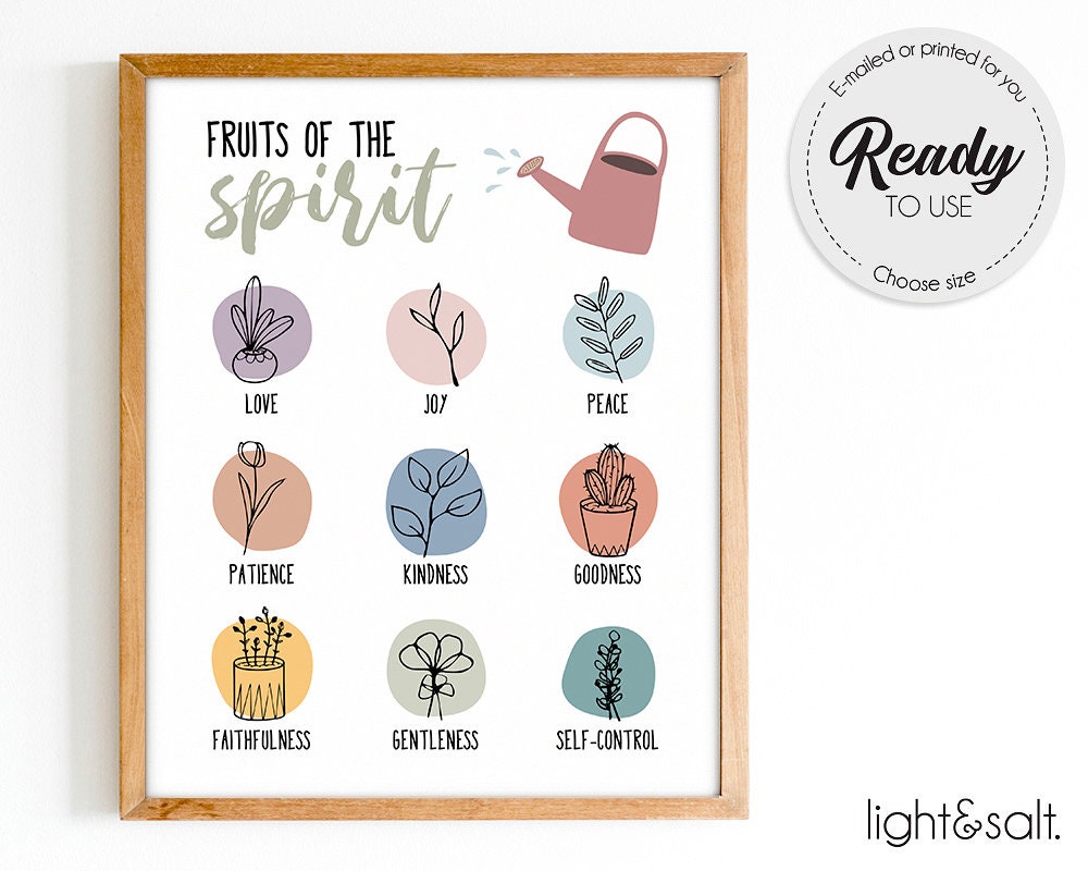 Fruits of the Spirit Poster, Christian Sign, Bible Verse Wall Art ...