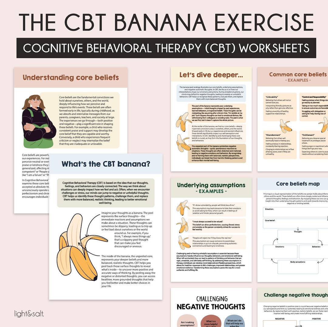The CBT Banana Exercise, Therapy Worksheets, Cognitive Behavioral ...