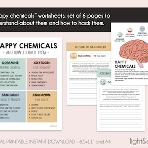 Happiness Chemicals Therapy Worksheets, Anxiety Relief, Social ...