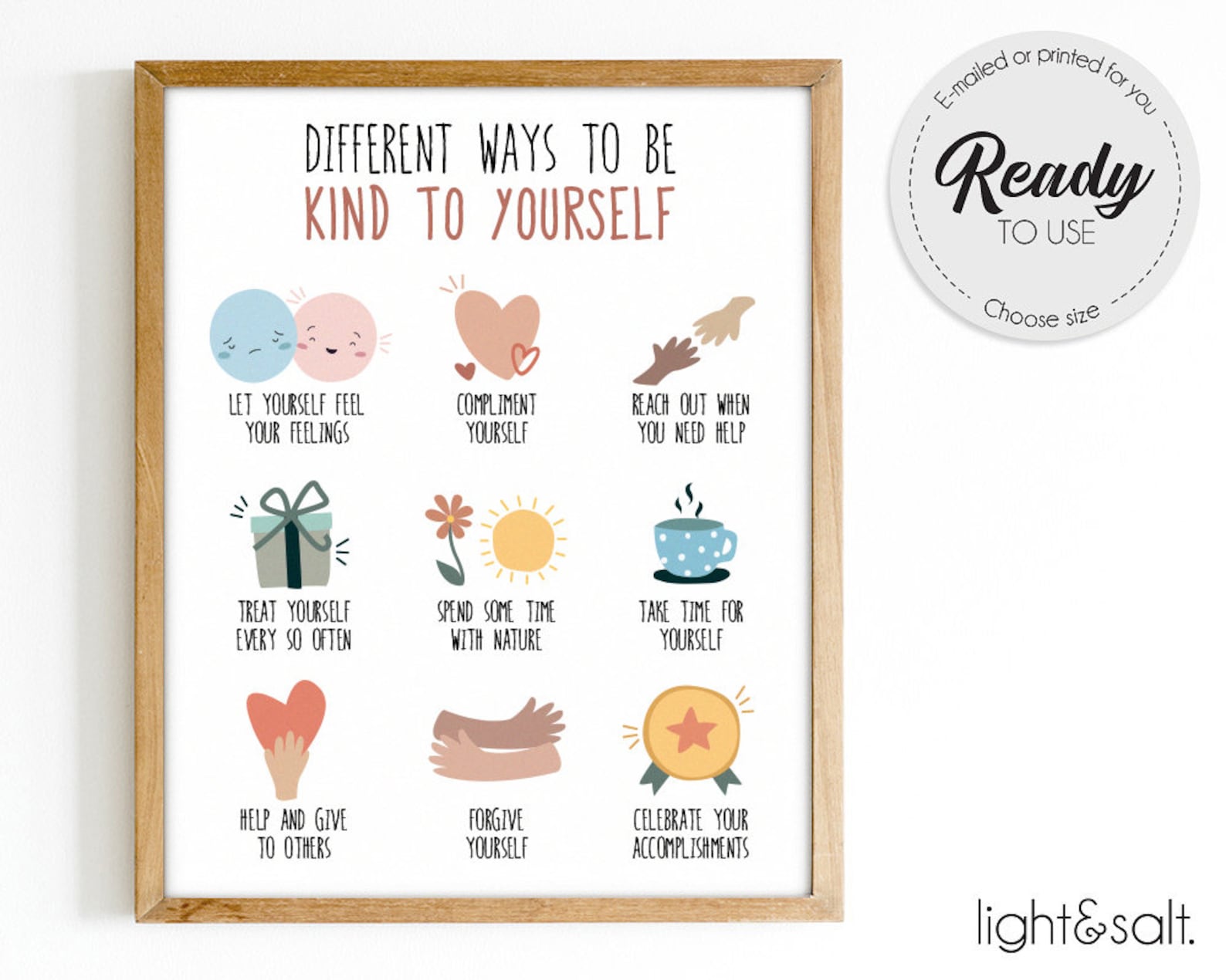 Be Kind to Yourself Poster, Daily Checkin, Self Care Daily Checklist ...