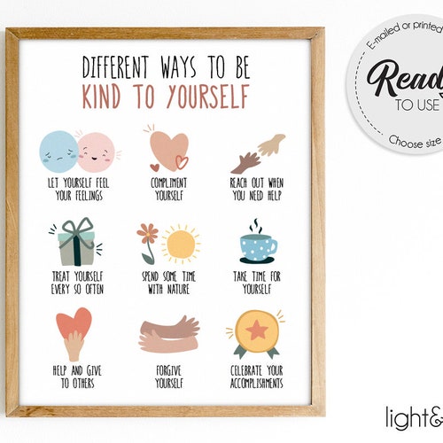 Be Kind to Yourself Poster Daily Checkin Self Care Daily - Etsy