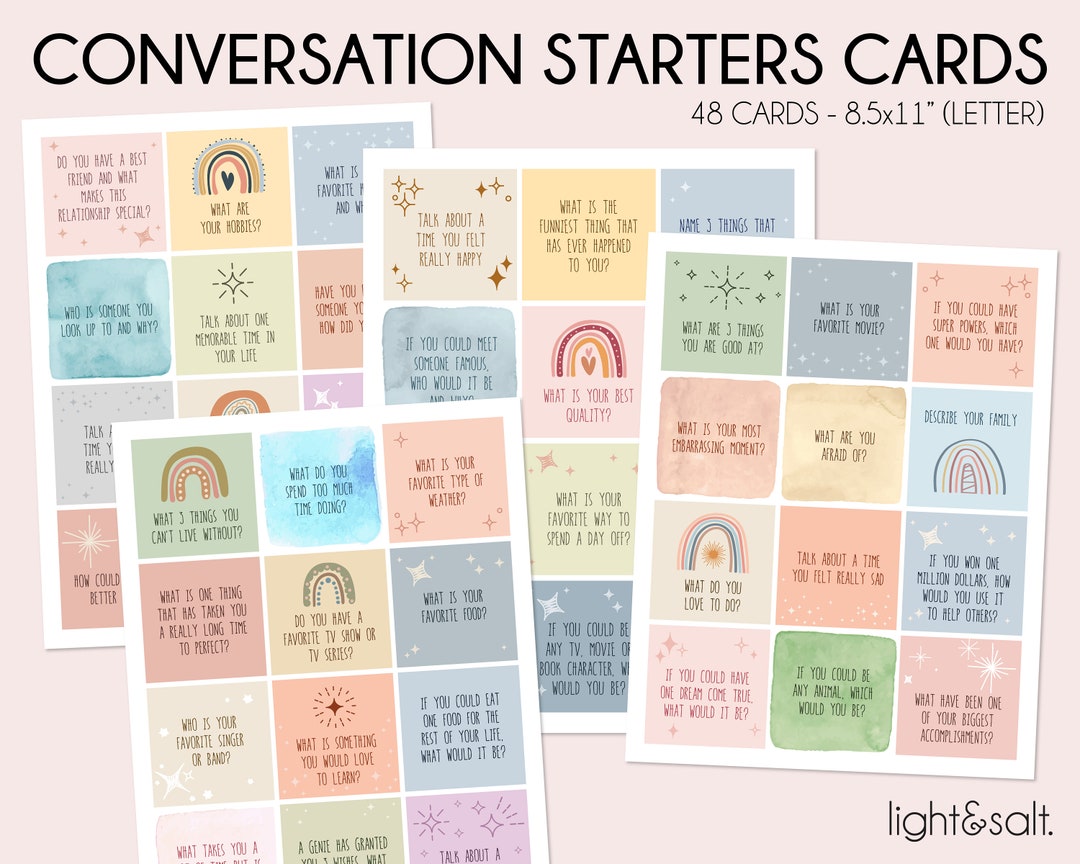Conversation Starters Ice Breaker, Table Talk Conversation Cards ...