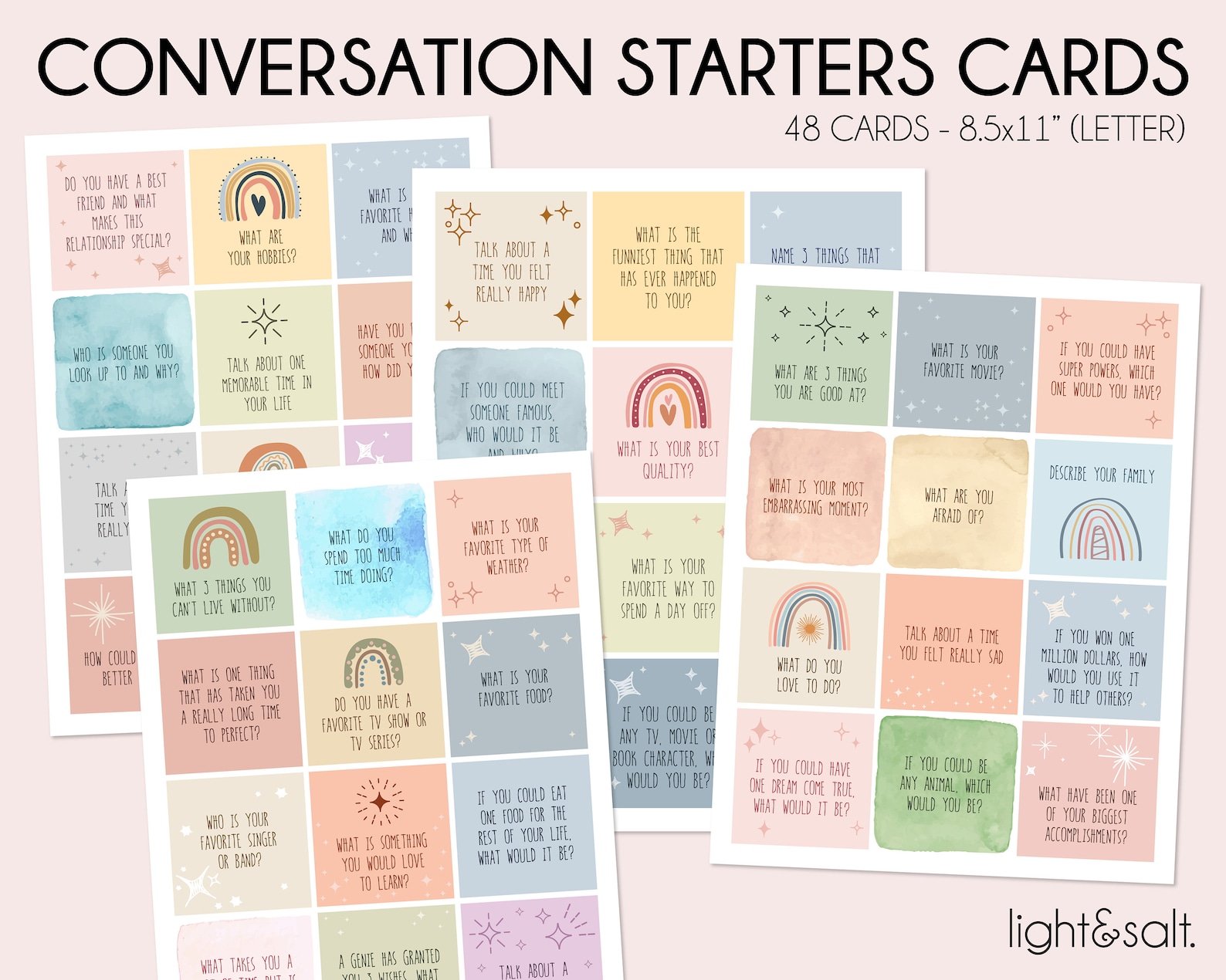 Conversation Starters Ice Breaker, Table Talk Conversation Cards ...