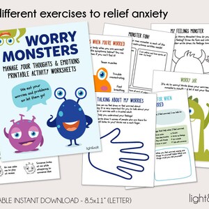 Worry Monster Activity Book, Anxiety Worksheets, Coping Skills for Kids ...