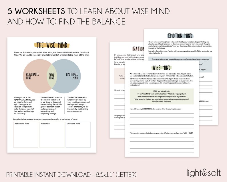 DBT Wise Mind Worksheets DBT Skills DBT Therapy Tools - Etsy