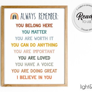 You Belong Here, Inclusive Classroom Decor, Classroom Rules, You Matter ...